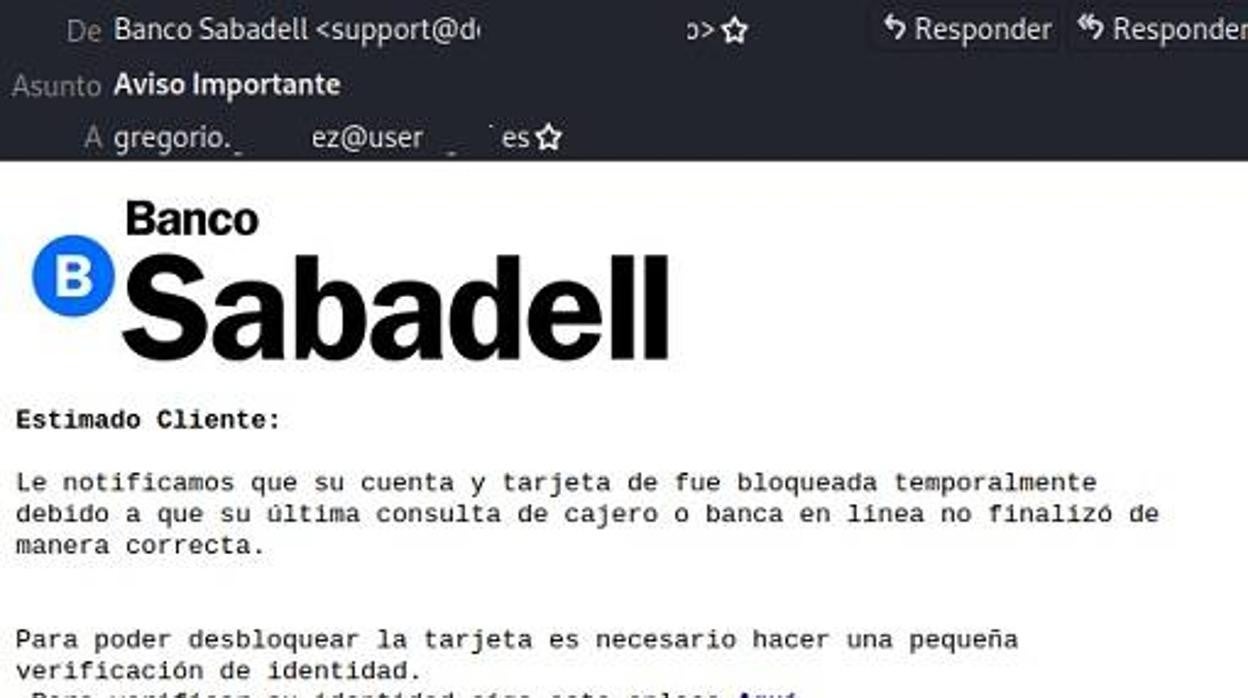 Alerta de fraude: «El Banco Sabadell no tiene ningún aviso importante ...