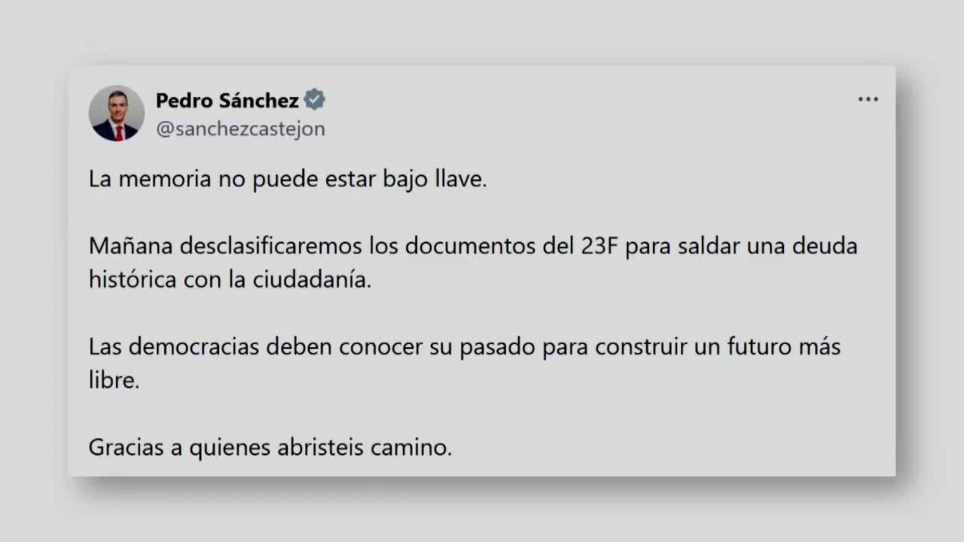 El Gobierno desclasificará los documentos del 23F