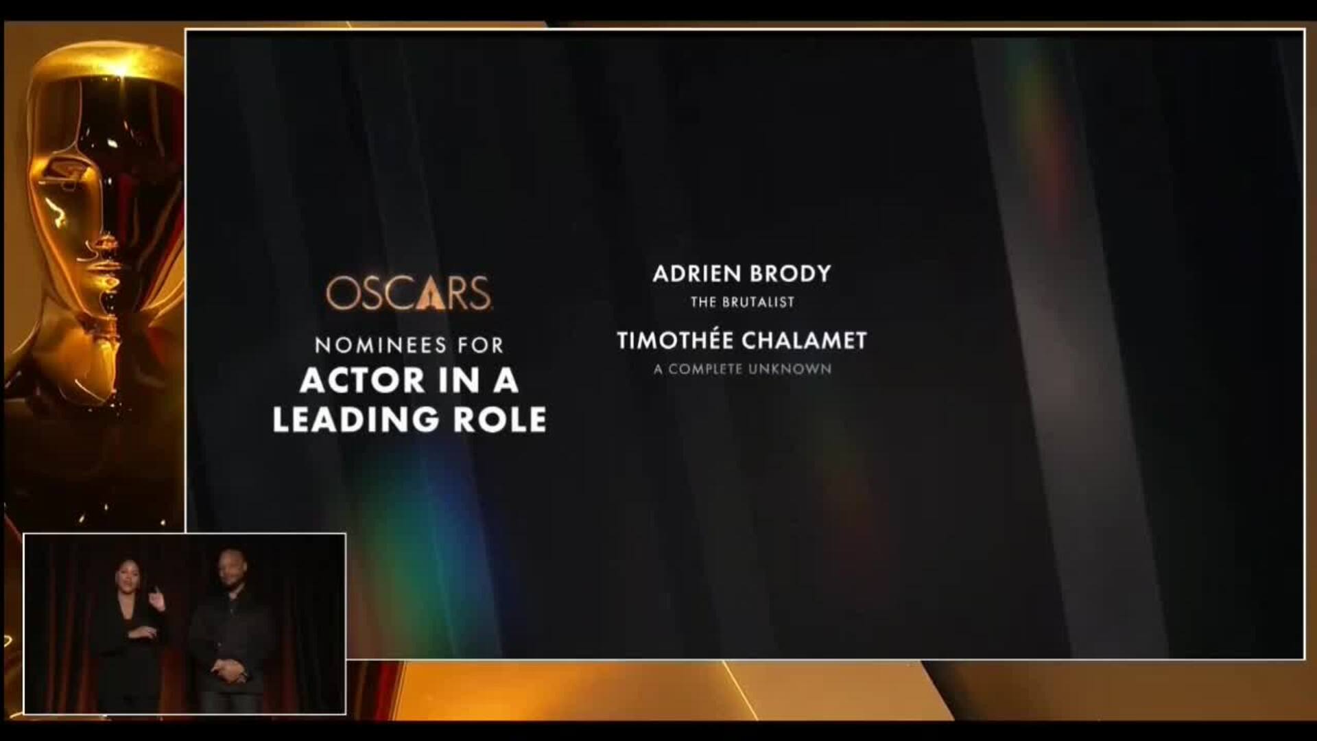 Adrien Brody, Ralph Fiennes y Timothée Chalamet optan al Óscar a mejor ...
