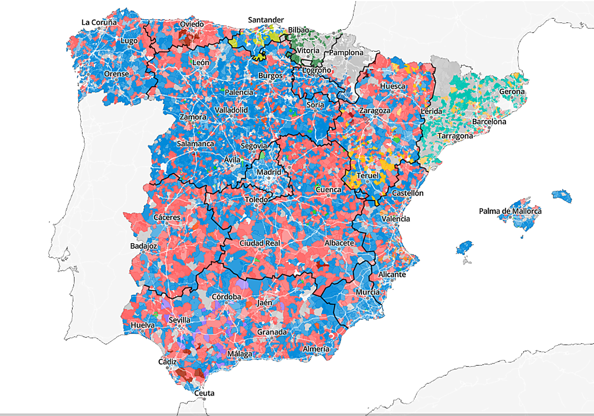 Mapa | Los resultados de las elecciones en todos los municipios de España, calle a calle