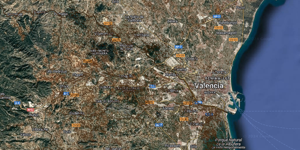 Mapa de barro en Valencia: así se ven con imágenes de satélites los ...