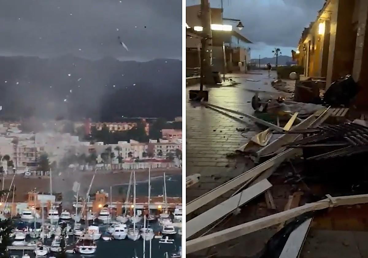 Un torbellino toca tierra en el Puerto de Mazarrón y provoca graves ...