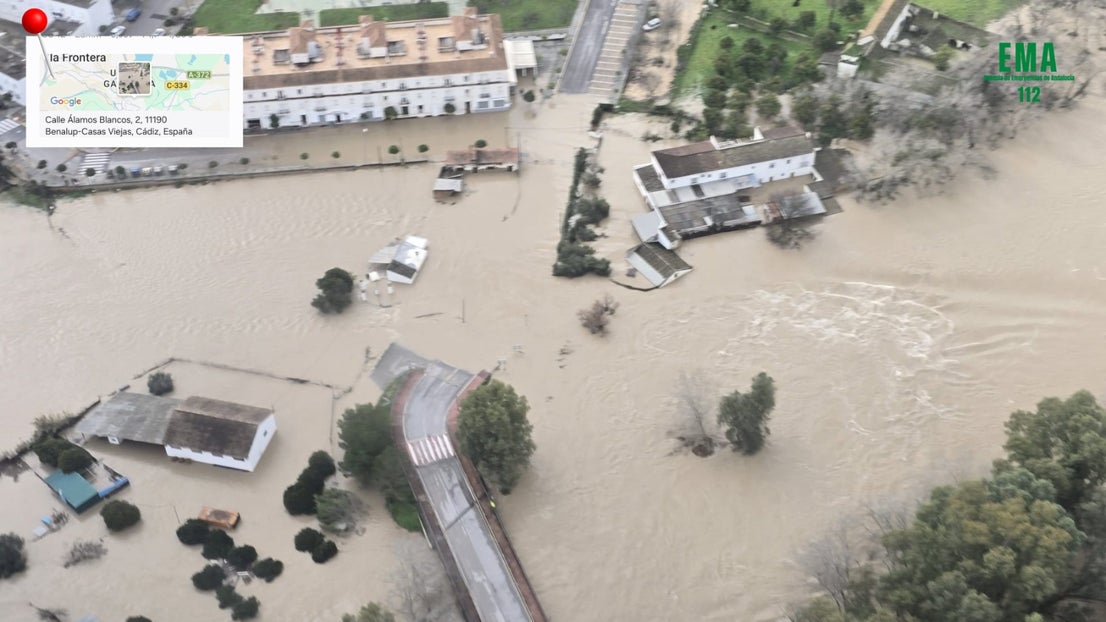 En imágenes: así se ve desde el aire el paso del temporal por Andalucía