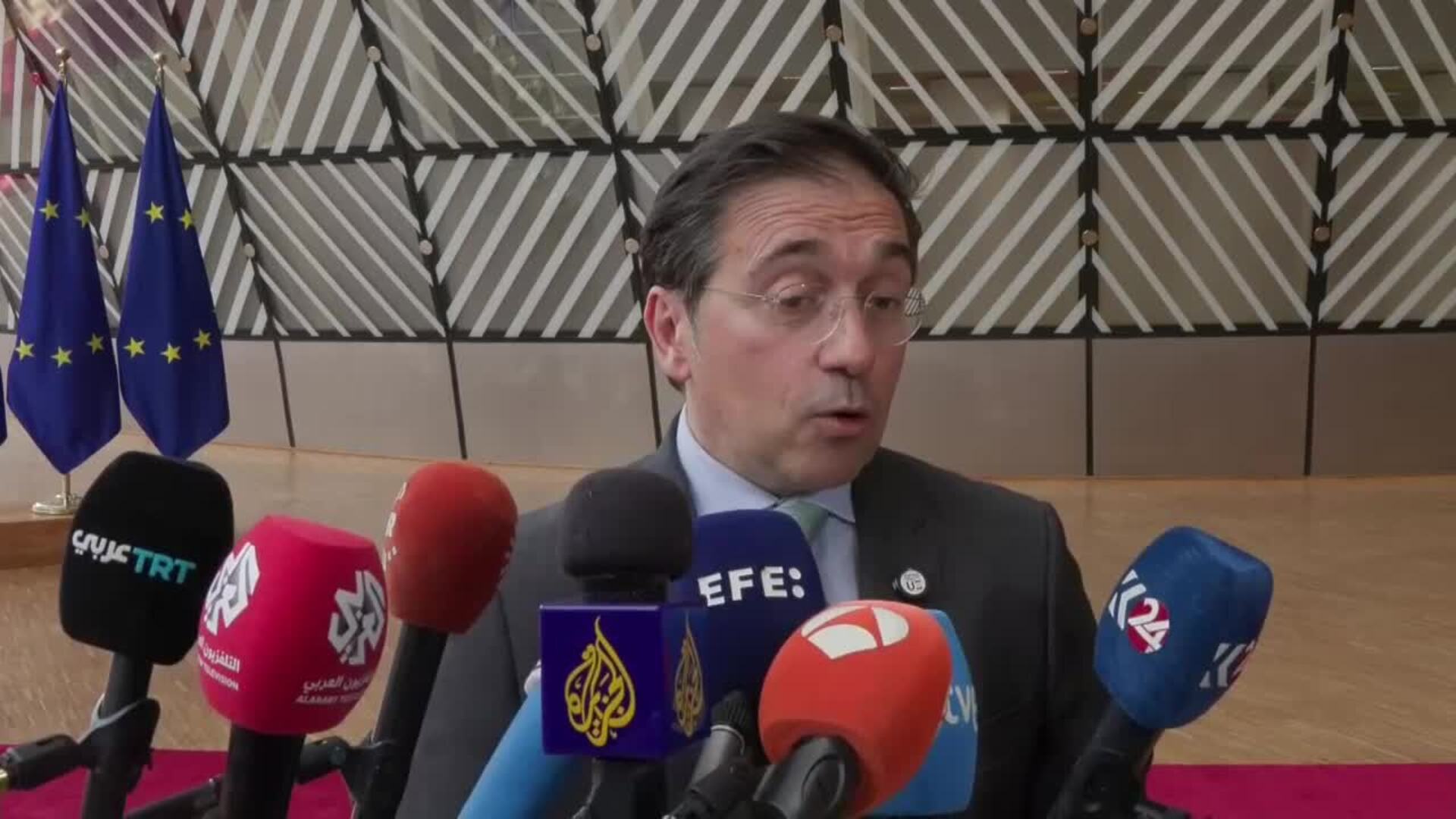 Declaraciones de José Manuel Albares a su llegada al Consejo de ...