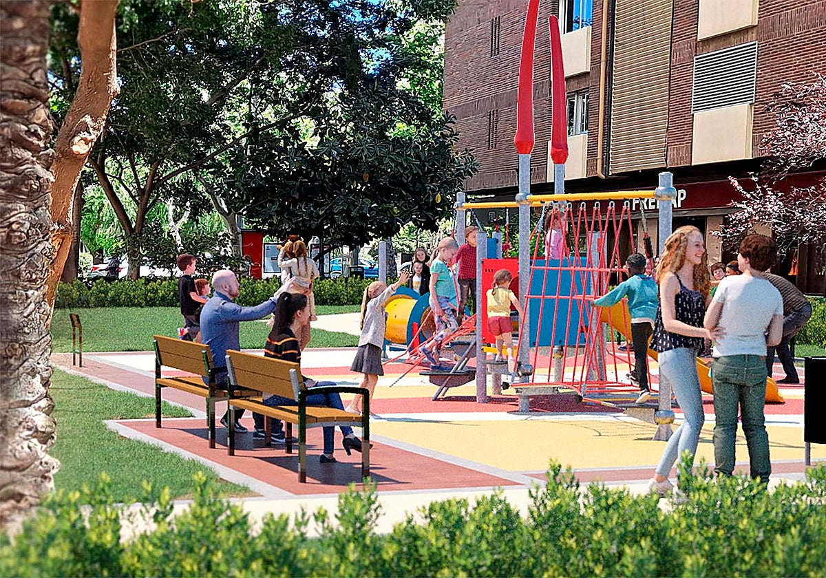 Valencia inicia las obras de un nuevo parque infantil en la plaza de la ...