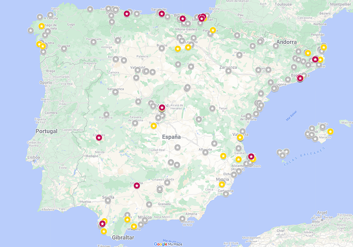 El mapa de todos los restaurantes con estrella Michelin en España en 2025