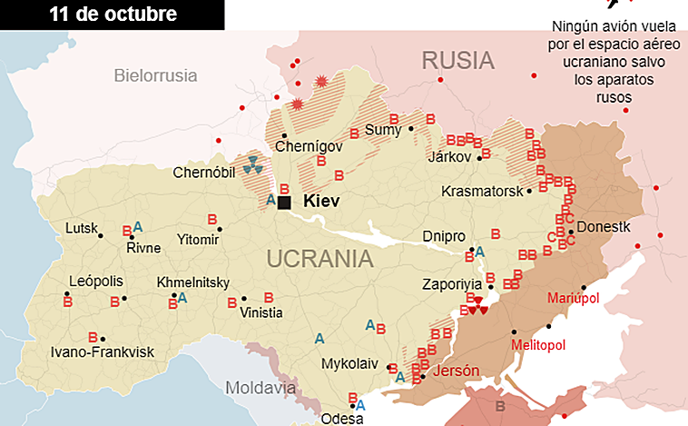 Mapa de la guerra en Ucrania | Vuelven a bombardear Kiev con drones ...
