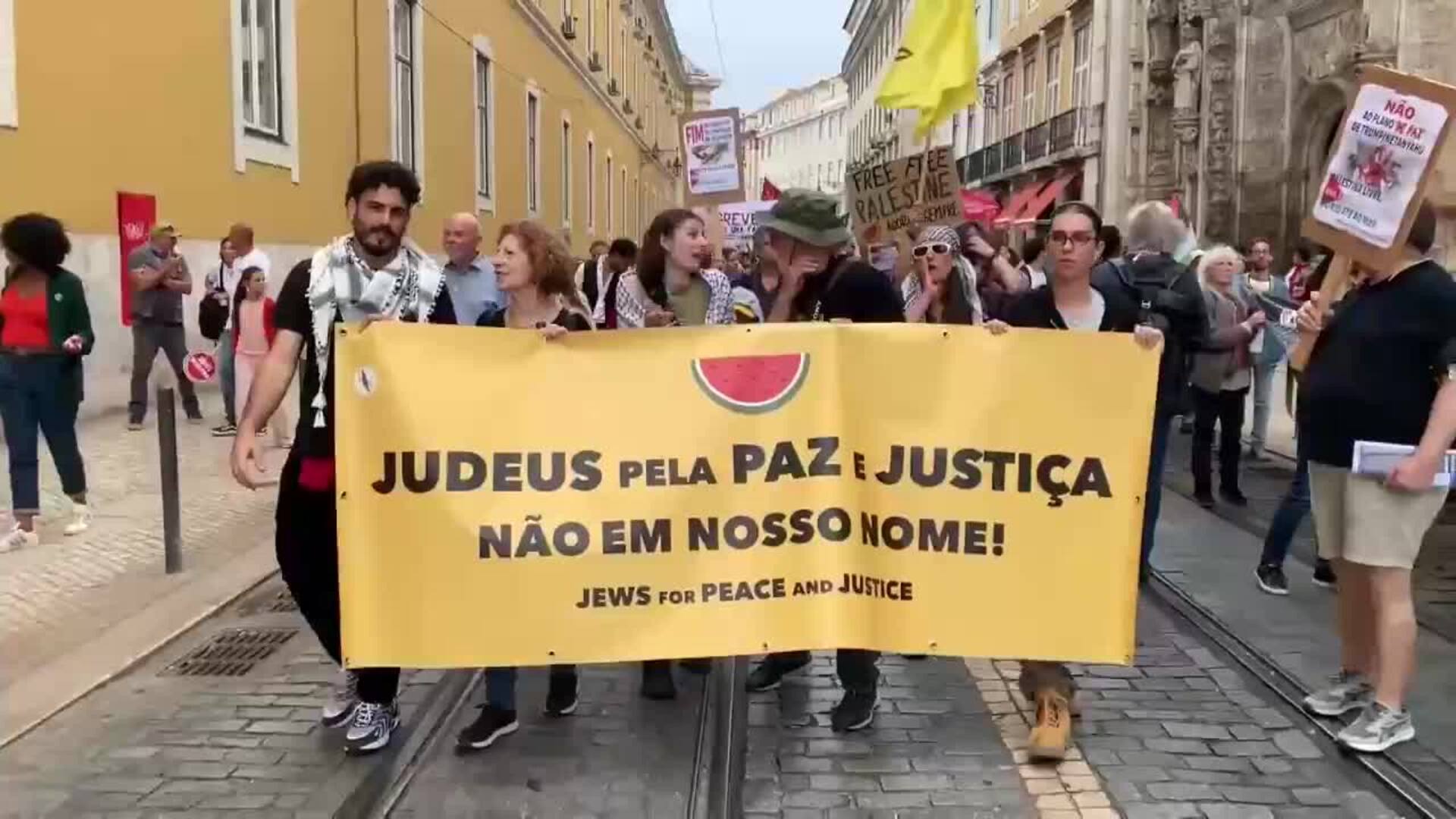 Manifestantes piden en Lisboa una "paz justa" para Gaza