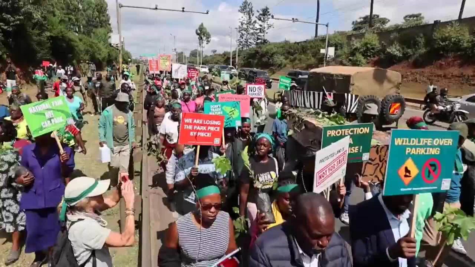 Una protesta contra unas obras dentro del Parque Nacional de Nairobi ...