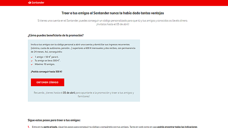 El Banco Santander vuelve a regalar 500 euros a los clientes que ...
