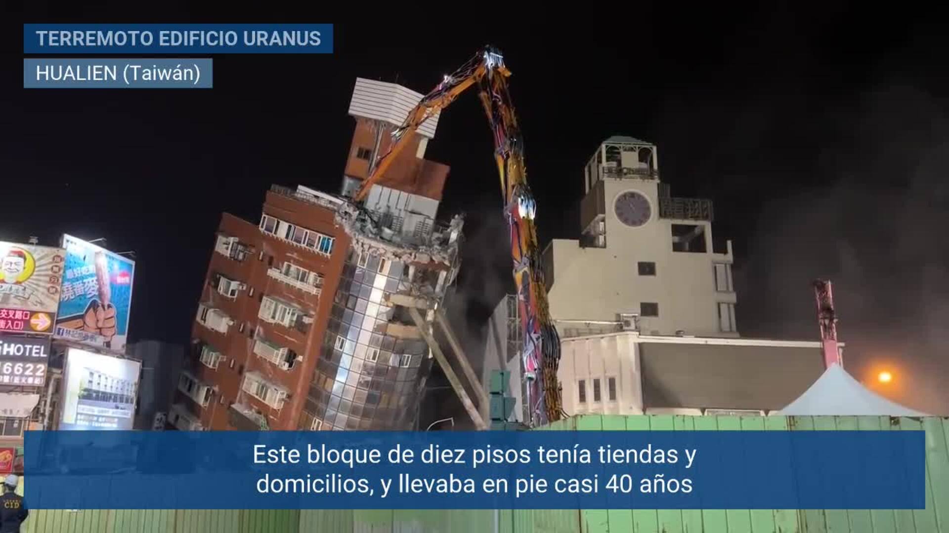 Continúa la demolición del Edificio Uranus, símbolo del terremoto en Taiwán