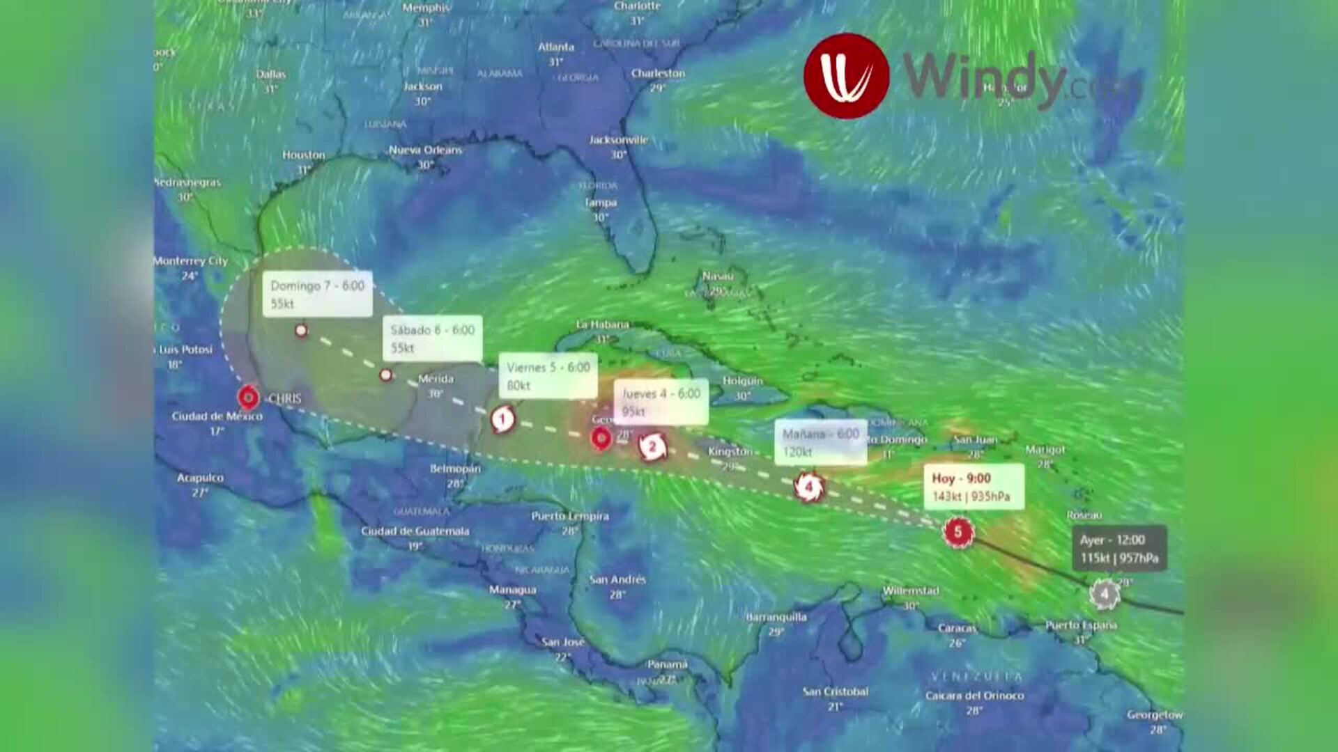 El huracán Beryl escala a la categoría 5 en el este del mar Caribe