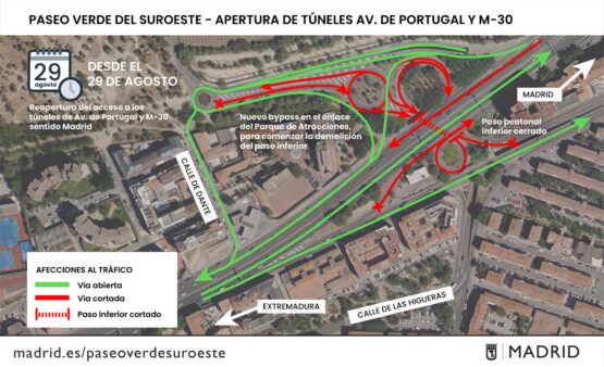 Avance en las obras de soterramiento de la A-5: reabre el túnel de la M-30 en sentido Madrid