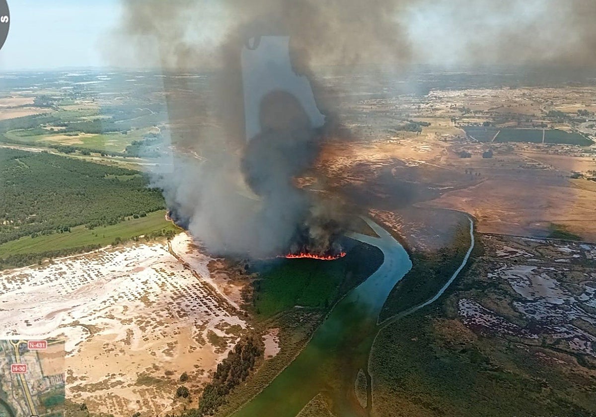Controlado el incendio en las marismas cercanas al río Odiel en ...