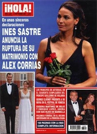 Inés Sastre anuncia la ruptura de su matrimonio