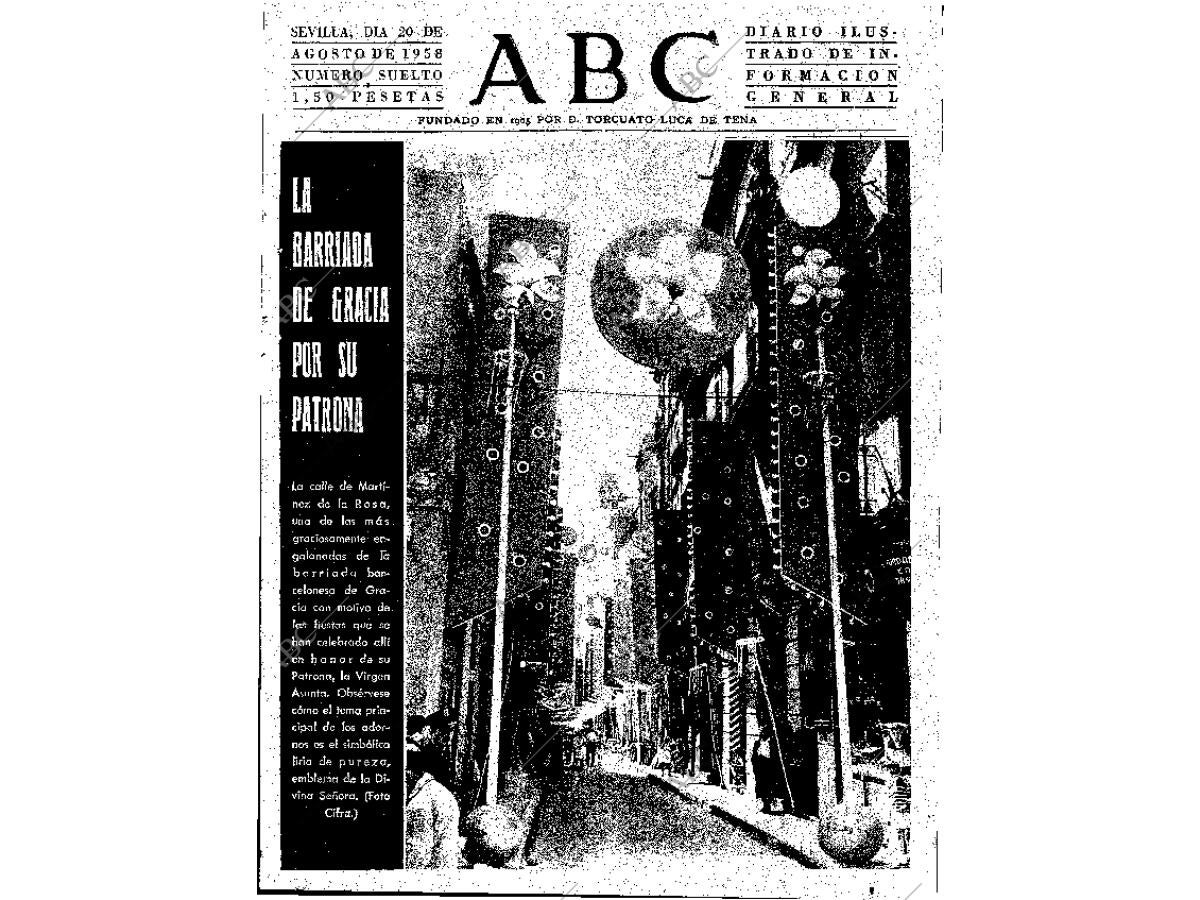 Periódico ABC SEVILLA 20-08-1958,portada - Archivo ABC