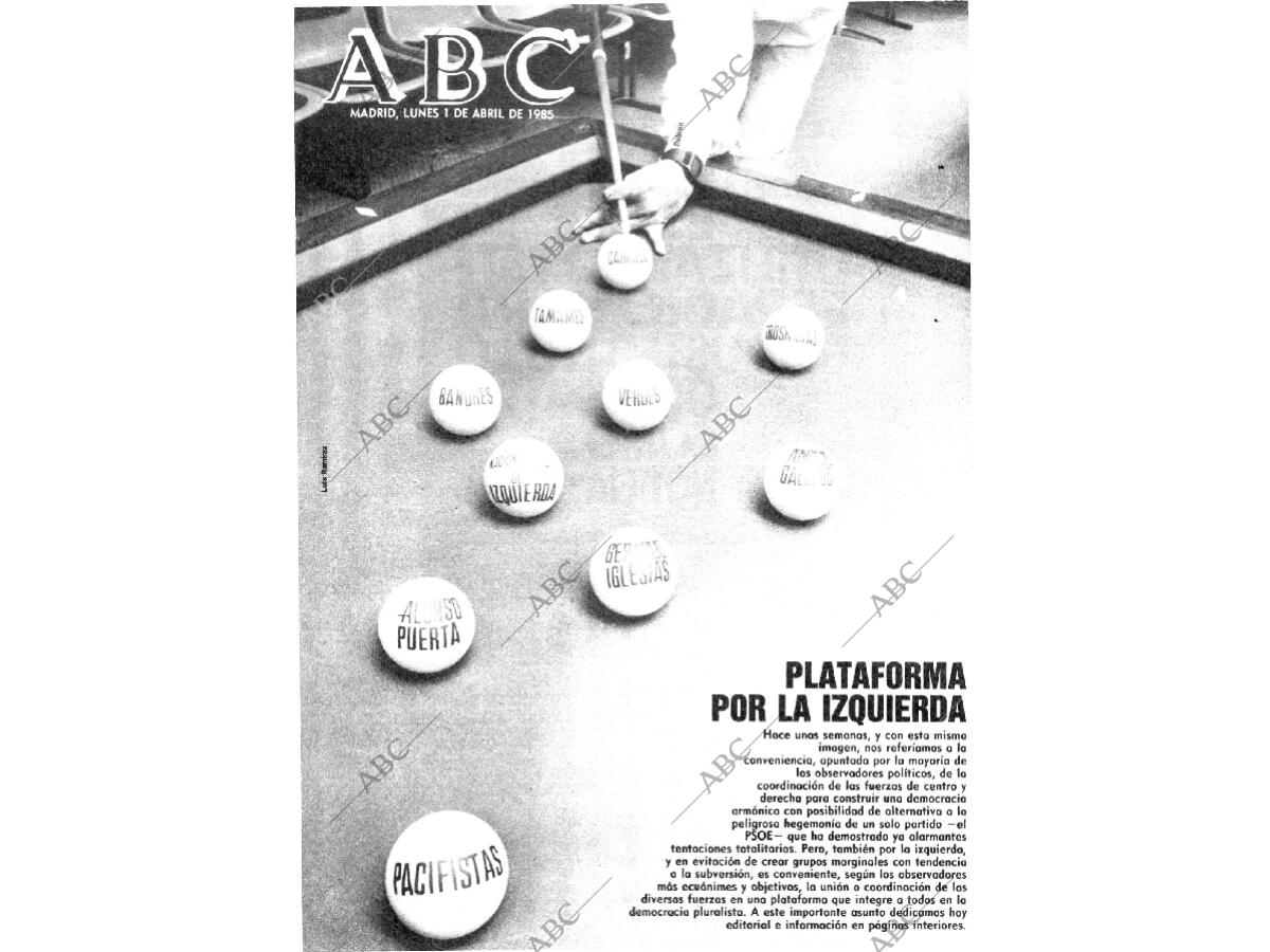 Periódico ABC MADRID 01-04-1985,portada - Archivo ABC