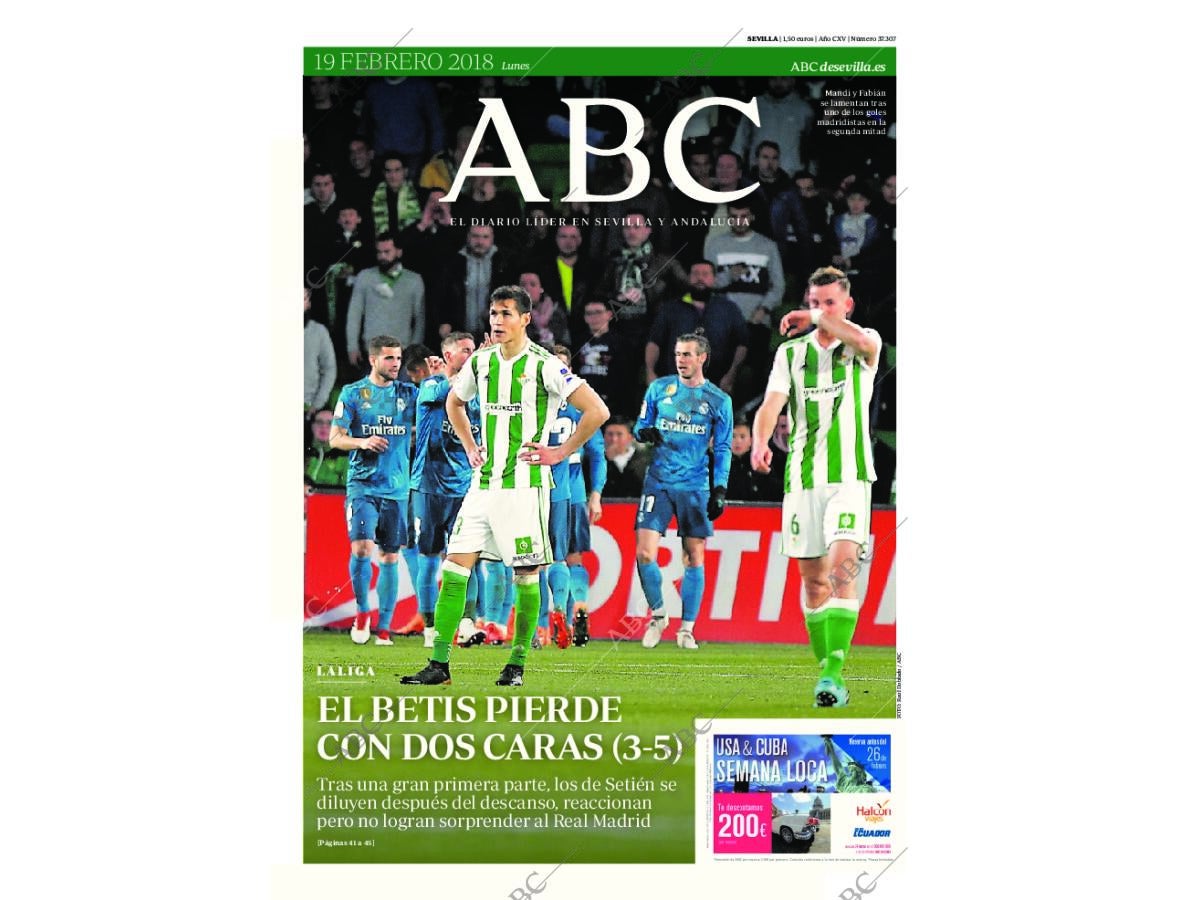 Periódico ABC SEVILLA 19-02-2018,portada - Archivo ABC