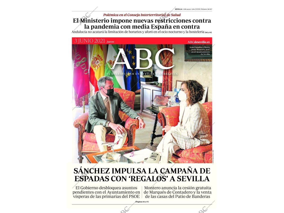 Periódico ABC SEVILLA 03-06-2021,portada - Archivo ABC