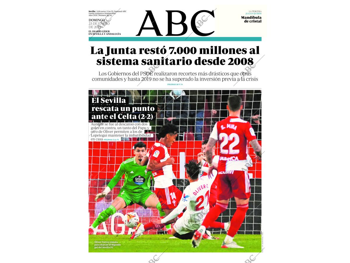Periódico ABC SEVILLA 23-01-2022,portada - Archivo ABC