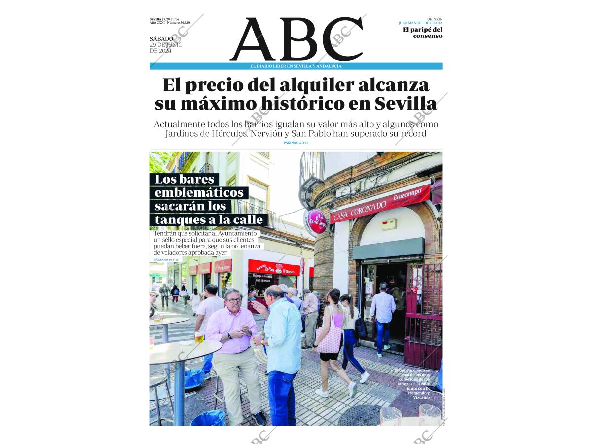Periódico ABC SEVILLA 29-06-2024,portada - Archivo ABC