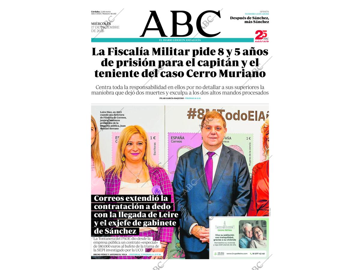 Periódico ABC CORDOBA 17-12-2025,portada - Archivo ABC