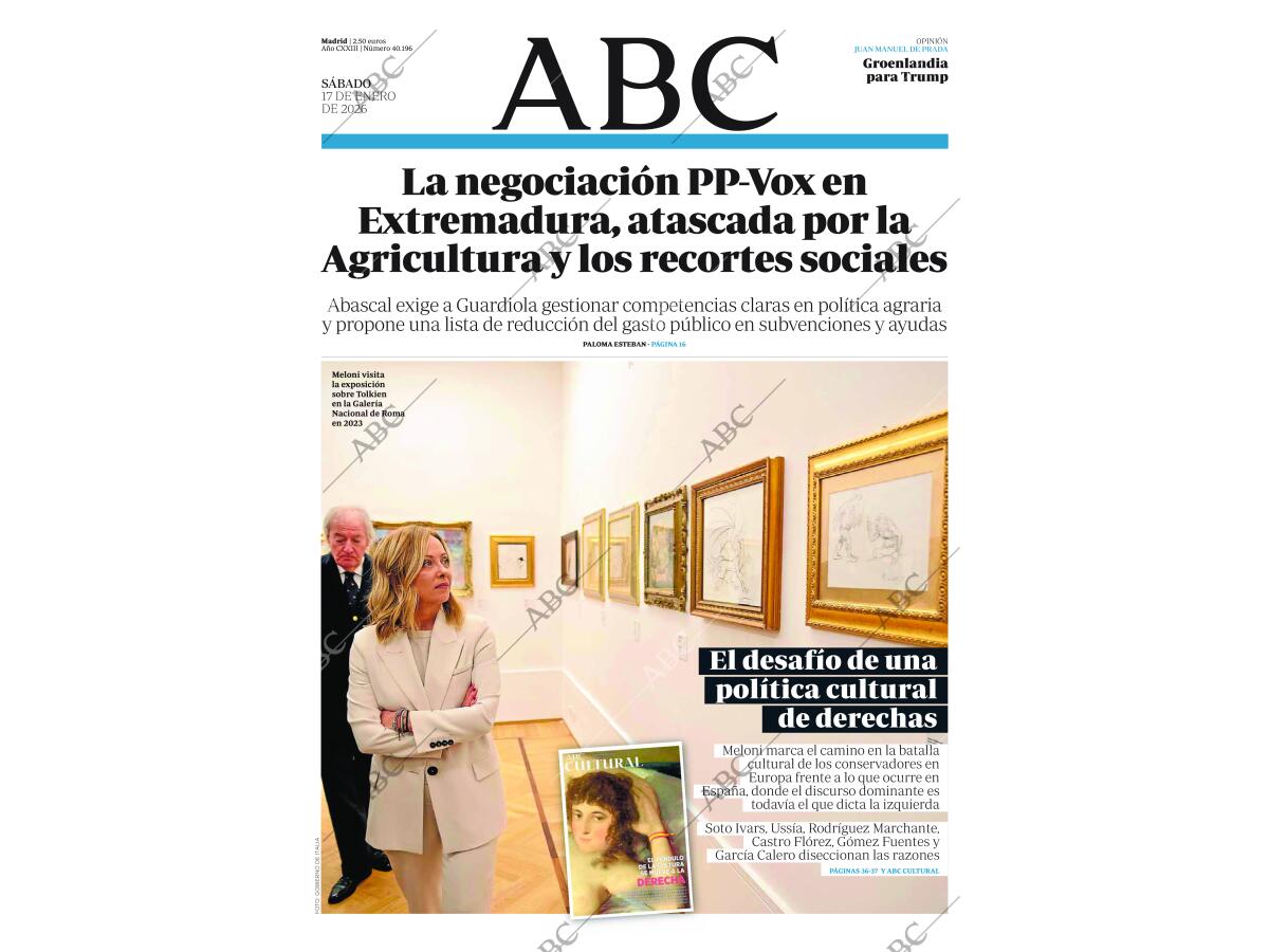 Periódico ABC MADRID 17-01-2026,portada - Archivo ABC