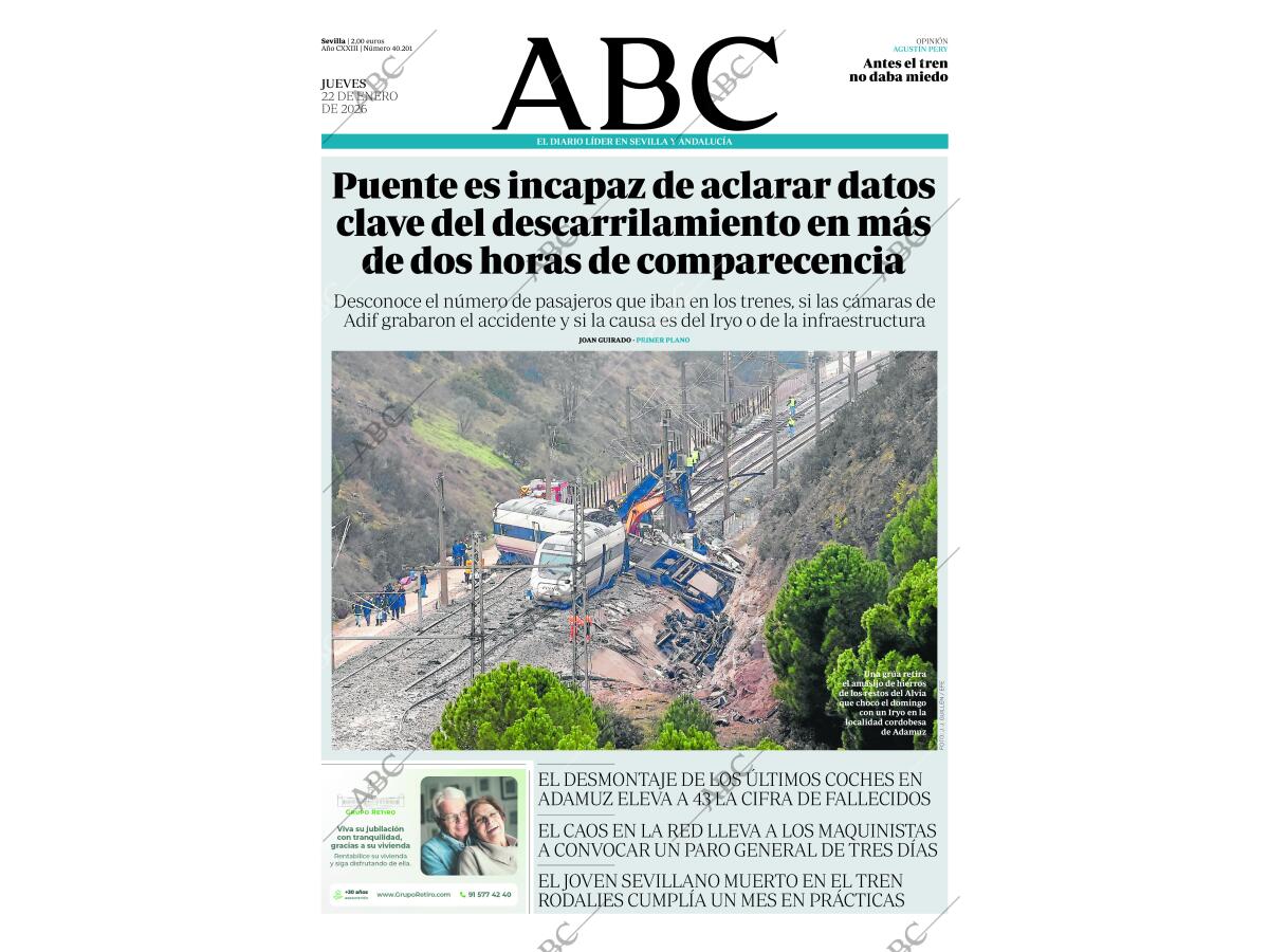 Periódico ABC SEVILLA 22-01-2026,portada - Archivo ABC