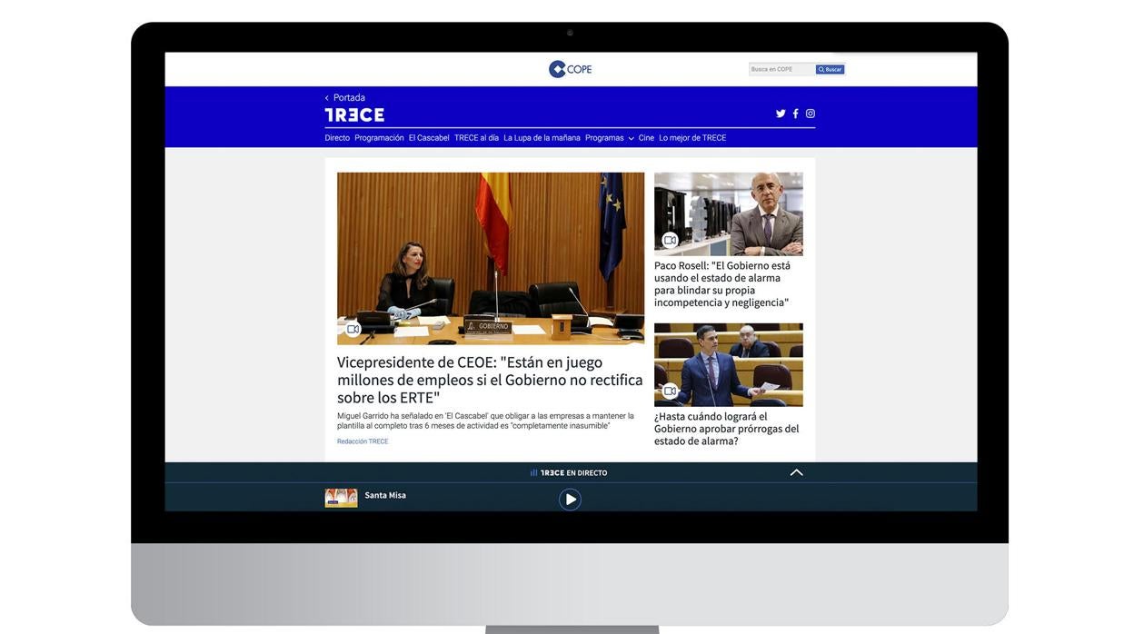 TRECE renueva su web para adaptarse a la televisión a la carta